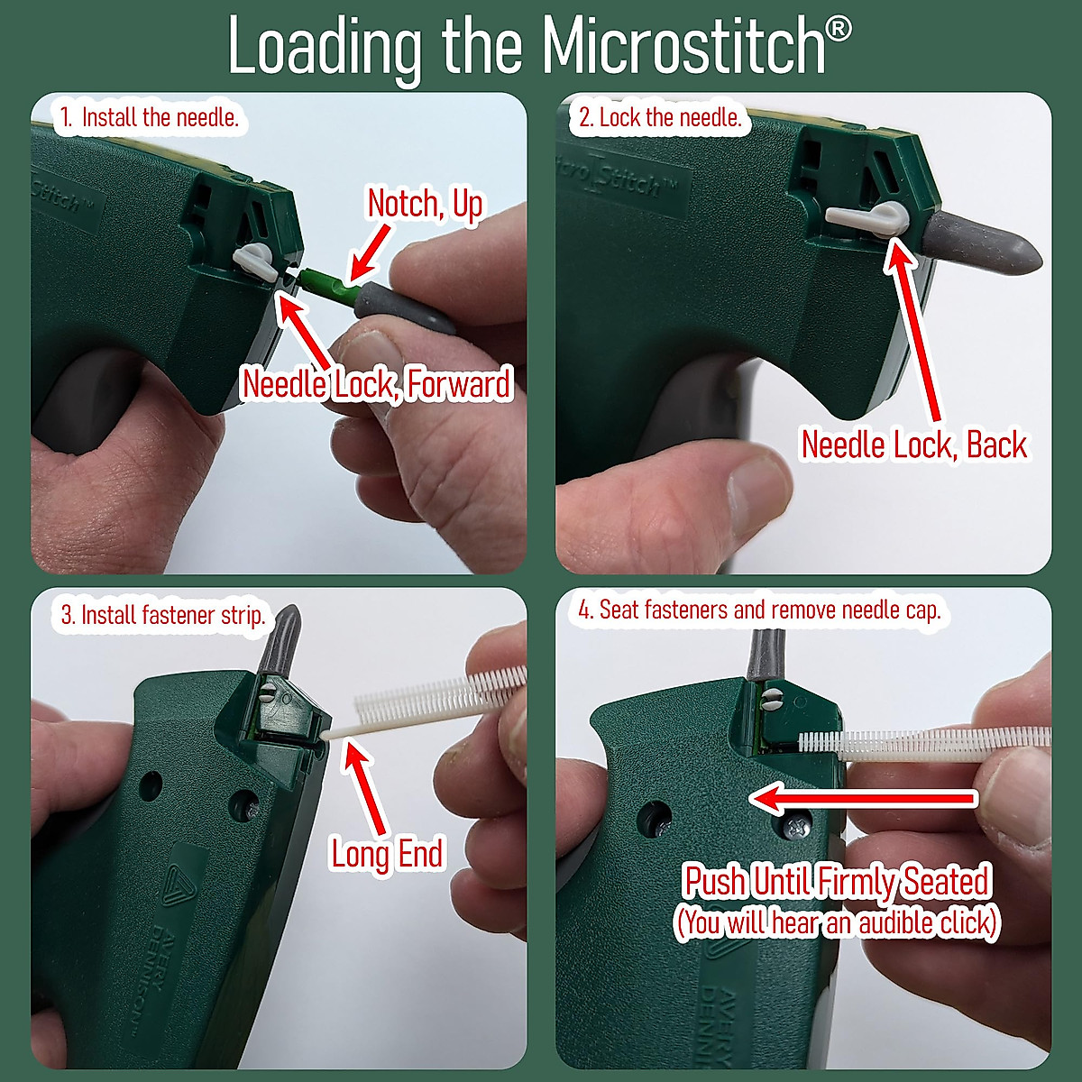 MicroStitch Tagging Gun Kit – Includes 1 Needle, 540 Black Fasteners & 540 White Fasteners (Starter Kit)