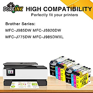 DOREINK LC20E Ink Cartridge Replacement for Brother LC20EXXL LC-20EXXL Work for Brother MFC-J985DW J5920DW J775DW J985DWXL Printer (2 Black, 2 Cyan, 2 Magenta, 2 Yellow, 8 Pack)