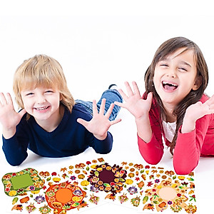 WorldBazaar Thanksgiving Photo Frame Craft Kits for Kids 12 Sets Fall Picture Frame Craft Kits Autumn Seasonal Decoration Party Activity