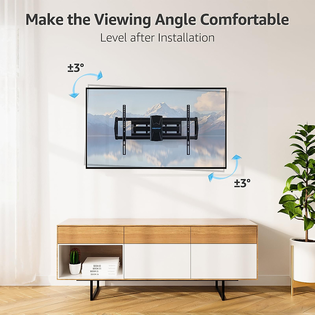MOUNTUP Full Motion TV Wall Mount for Most 42-82 inch TVs, Wall Mount TV Bracket with Articulating Swivel and Tilt, TV Mount Max VESA 600x400mm, Holds up to 100lbs Fits 16" Studs MU0028