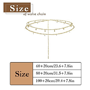 ELABEST Layered Waist Chain Crystal Gold Beads Belly Chain Beach Bikini Body Chains Accessories Jewelry for Women and Girls (39.4+7.8in（100+20cm）)