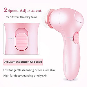 Facial Cleansing Brush 7 in 1 Face Wash Brush - Fabuday Face Spin Scrub Brushes for Skin Cleansing, Gentle Exfoliator, Blackhead Removing and Massaging, Battery Operated Face Brush Cleanser