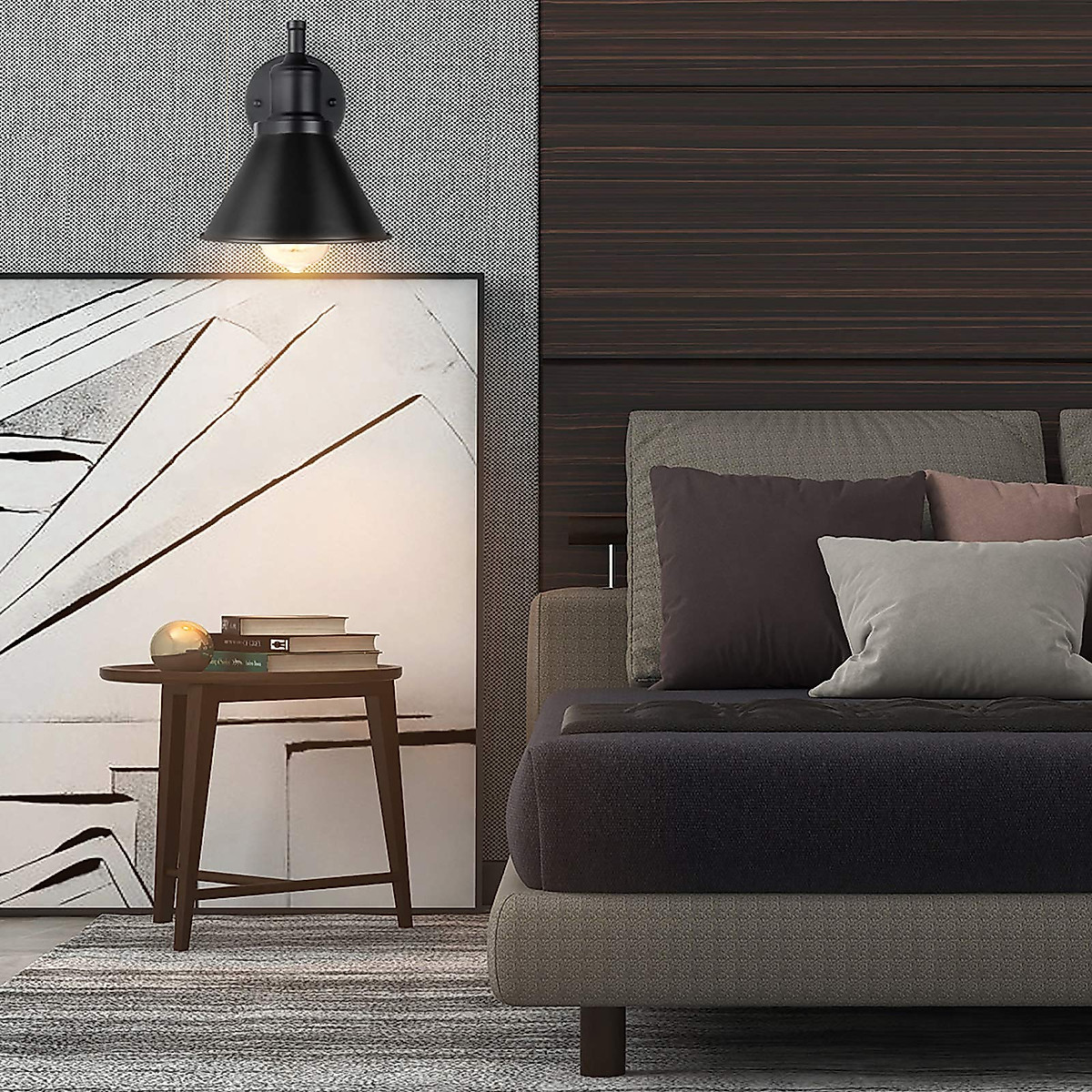 IC INSTANT COACH, Swing Arm Wall Light Fixtures Wall Light Plug-in Cord with On Off Switch on Cord Industrial Wall Sconce Black Finish (2 Lights)