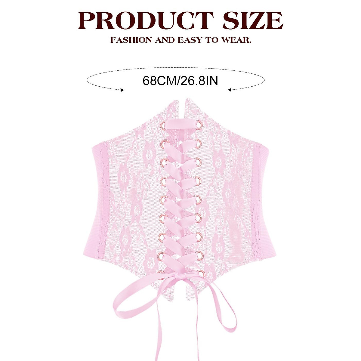 Asooll Fashion Elastic Corset Belt Wide Lace Waist Belt Party Club Prom Clothing Waist Corset for Women and Girls(Pink)