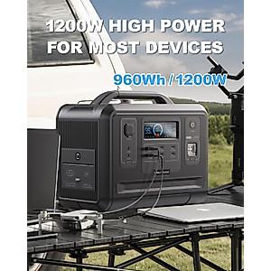 VDL Portable Power Station 1200W/960Wh Solar Generator, HS1200 LiFePO4 Battery Generator 3500 Cycles Fully Charged 1.5 Hours, 4x110V Pure Sine Wave AC Outlet for UPS, Outdoor, Camping, RV, Emergency