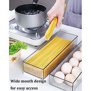 qiuqiu Set of 3 Durable Airtight Pasta Storage Box Spaghetti Jar with Lids Rectangular Stackable Pasta Containers for Pantry Fridge Kitchen Cupboards