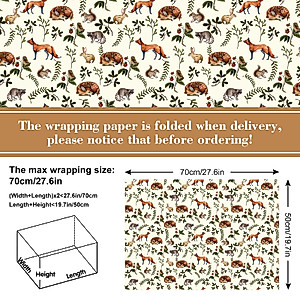 ChicRosa Mushroom Wrapping Paper Black White Animal Mushroom Gift Wrap Paper Bulk Folded Flat Giraffe Fox Print Art Paper for Wedding Birthday DIY Crafts Gift Wrapping, 19.7 x 27.6 Inch,8 Sheet