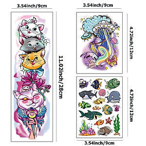 Tazimi 380 Styles (27 Sheets) Temporary Tattoo for kids-Full & Half Arm Tattoos Sleeves for Girls Boys Marine Life Space Ship Racing Car Forest Animals Dinosaur Cartoon Tattoos Stickers for Kids