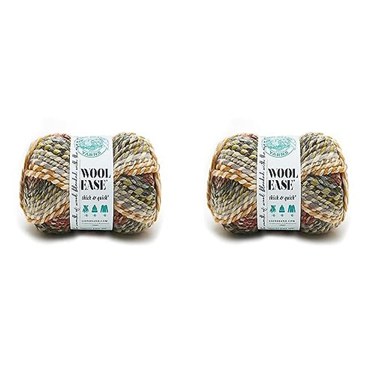 Lion Brand Yarn Wool-Ease Thick & Quick Yarn, Soft and Bulky Yarn for Knitting, Crocheting, and Crafting, 1 Skein, Coney Island (Pack of 2)