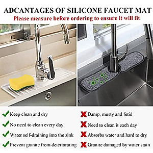 YATOISUR Sink Splash Guard 14.4” x 5.4” - Sink Faucet Mat with Faucet Water Catcher Mat & Soap Dish & Sponge Holder 3 in 1 - Silicone Faucet Handle Drip Catcher Tray for Kitchen RV & Bar Faucet, Clear