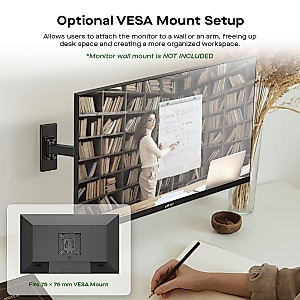 New Mobile Pixels 23.8'' Computer Monitor, 75Hz FHD1080P IPS Monitors with VESA Mounting, Rotatable, Height/Tilt Adjustment for Ergonomic Viewing, Frameless, Anti-Glare, Gaming Monitor with FreeSync