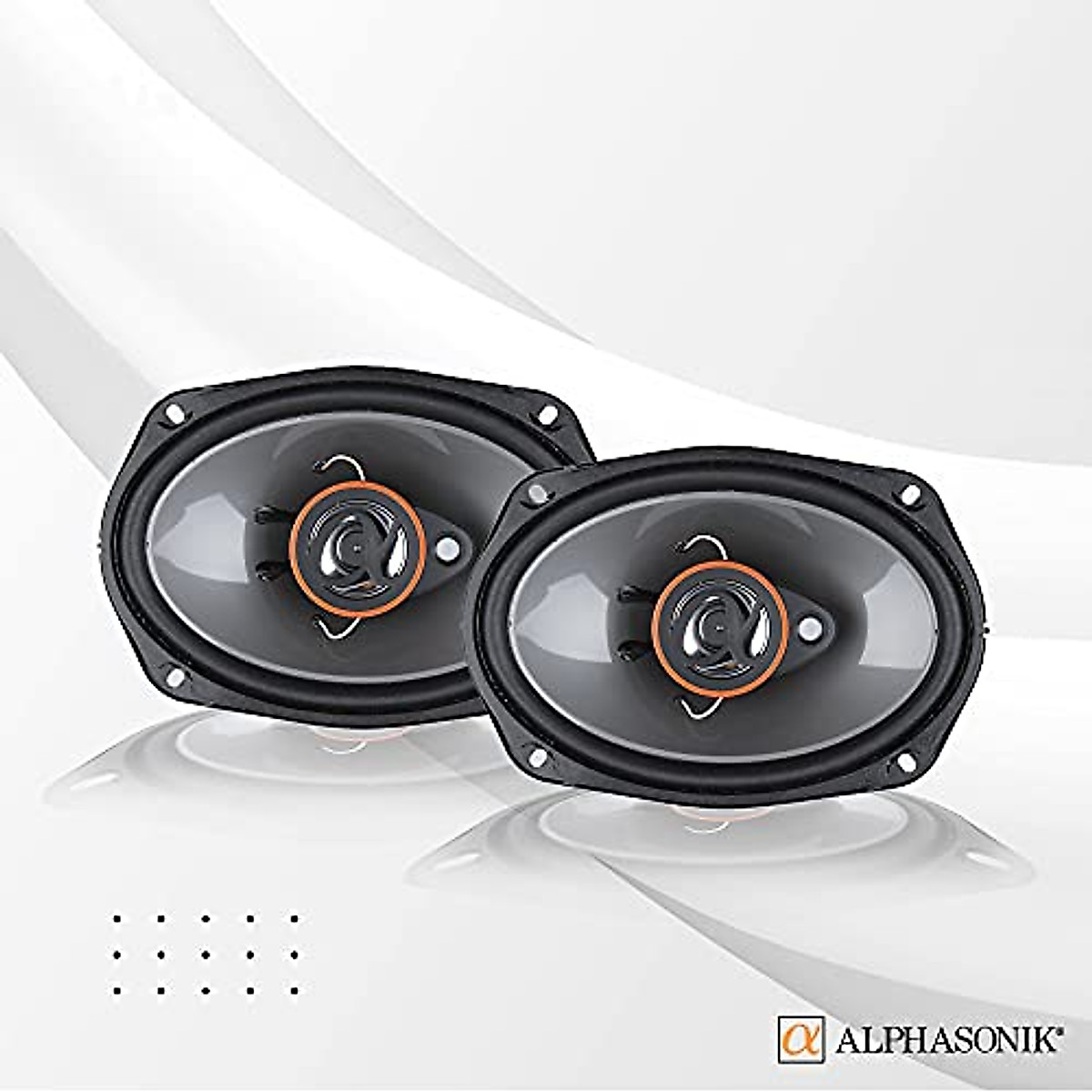 Two Pair of Alphasonik AS68 6x8 inch 350 Watts Max 3-Way Car Audio Full Range Coaxial Speakers with Universal Mounting Holes for Easy Installation
