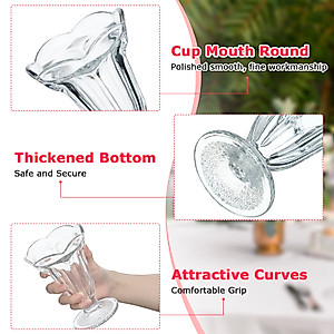 Mimorou 12 Pack 6 oz Ice Cream Glass Cups Footed Glass Tulip Sundae Cups Thick Clear Ice Cream Dessert Bowls for Desserts, Salads, Fruits, Ice Cream, Cocktails, Snack