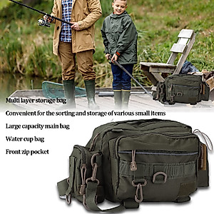 HERCHR Fishing Bag Portable Nylon 600D Outdoor Fishing Tackle Bags Multiple Waist Bag Tackle Boxes for Fishing Gear and Equipment(green)