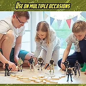 18 Pcs Special Forces Army Men Soldier Combat Movable Action Figures Army Guys Plastic Toy Soldiers Playsets Military Toy Men with Military Weapons and Accessories for Teens Party Decoration, 4 Inch