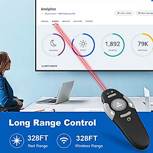 QUI Presentation Clicker Pointer,2.4GHz Wireless Presenter Remote Presenter Clicker for PPT, PowerPoint Presentation Pointer