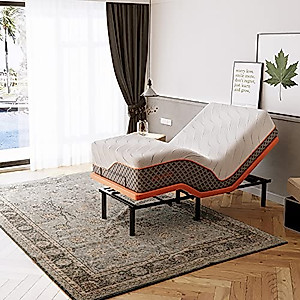 ESHINE Adjustable Bed Frame + 14" Hybrid Mattress Twin XL - Luxury Gel Memory Foam(319 Pocket Springs) with Massage, Wireless Remote, USB, Under Bed Night Light, Head and Foot Incline, 3000 Series