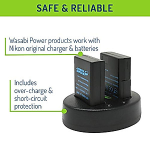 Wasabi Power Battery (2-Pack) & Dual Charger for Nikon EN-EL14, EN-EL14a & Nikon D3100, D3200, D3300, D3400, D3500, D5100, D5200, D5300, D5500, D5600, Df, Coolpix P7100, Coolpix P7700, Coolpix P7800