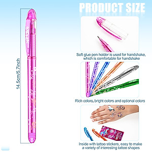 Kathfly 12 Packs Temporary Pens Washable Markers for Skin Shimmery Gel Pens for Girls Kids Party Stuffers, 6 Colors