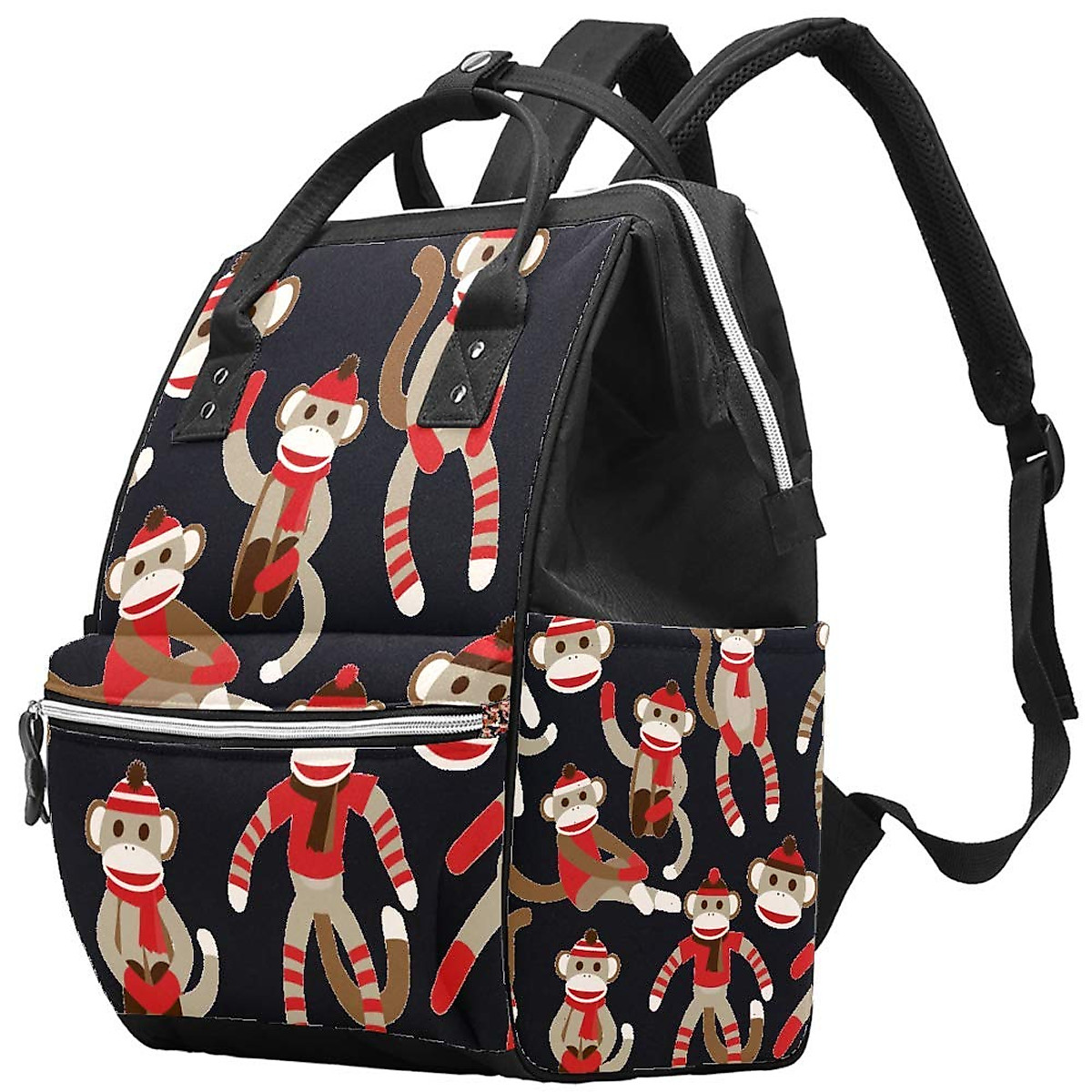 Christmas Sock Monkey Diaper Tote Bags Mummy Backpack Large Capacity Nappy Bag Nursing Traveling Bag for Baby Care