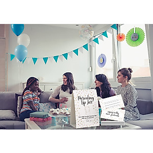 Toctose Advice for New Parents, Parenting Advice Card, Baby Shower Party, Tips for the Parents To Be，Includes a 5x7 Standing Sign and 25 4x6 Advice Cards(JYC039)