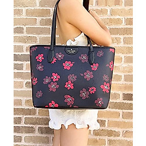 Kate Spade Lori Large Top Zip Tote Black Multi Dancing Bloom Red Floral