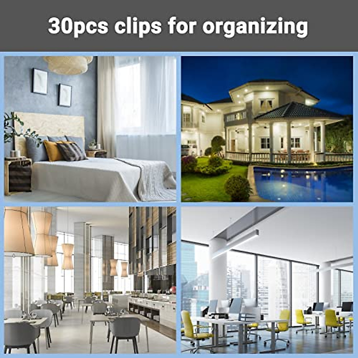 ENPOINT 30 Pack Cable Clips, Adhesive Cable Management,1 Slot Cable Holder Clips Wire Clips Black Cable Organizer for Power Cord, Phone Charger, PC, Car, Office, Home, Nightstand, Charging Accessory