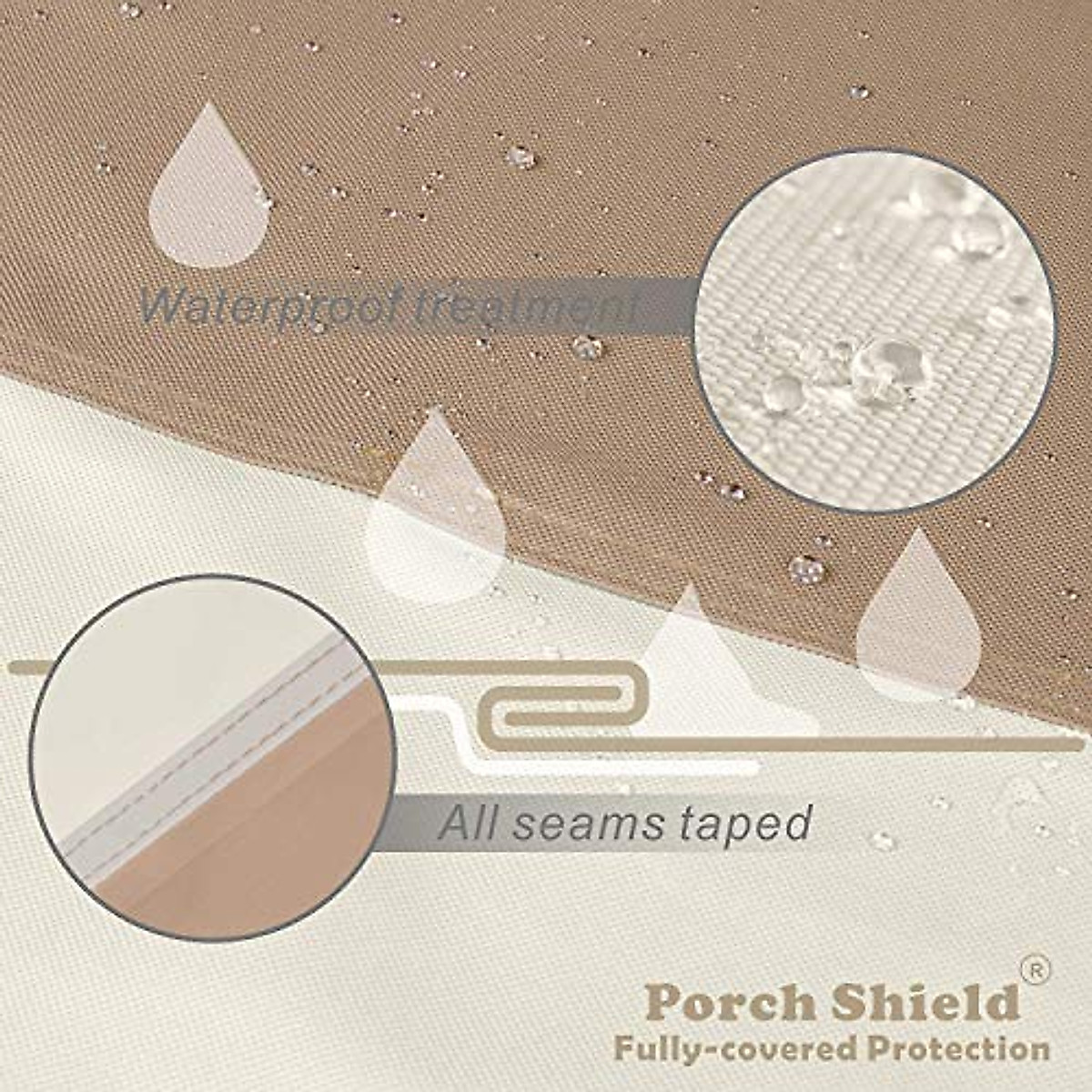 Porch Shield Patio Table Cover - Waterproof Outdoor Dining Table and Chairs Furniture Set Cover Rectangular - 84 x 56 inch, Light Tan & Khaki