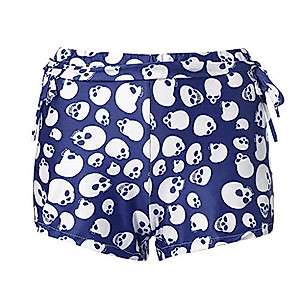 New Printed shorts, Thenlian Fashion Women Sports Gym Skull Printed Mid Waist Pants Stretch Elastic Shorts Leggings (S, Blue)