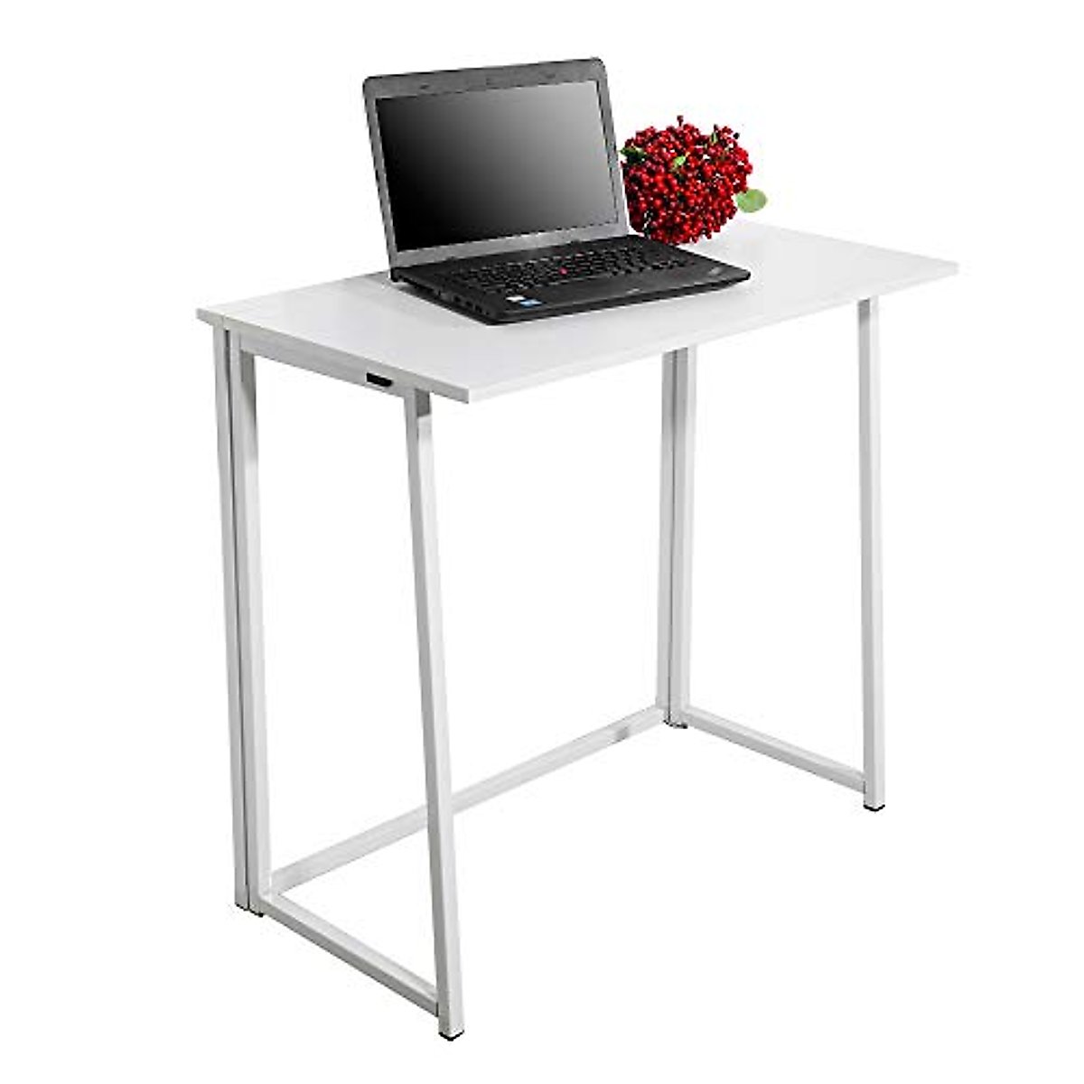 Folding Computer Desk for Small Spaces, Need Assembly Space-Saving Home Office Desk, Foldable Computer Table, Laptop Table, Writing Desk, Compact Study Reading Table (White)