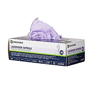 Halyard Lavender Exam Glove Medium NonSterile Nitrile Standard Cuff Length Textured Fingertips Lavender, 52818 - Pack of 250