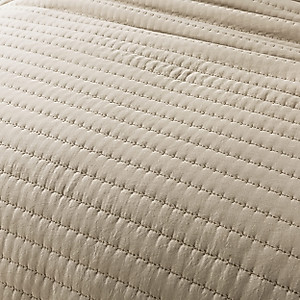 ROARINGWILD Beige Cream Tan Queen Size Quilt Bedding Sets with Pillow Shams, Full Lightweight Bedspread Coverlet, Quilted Blanket Thin Comforter Bed Cover for All Season, 3 Pieces, 90x90 inches