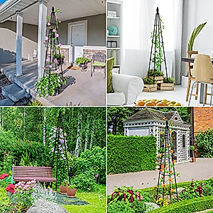 Garden Trellis for Climbing Plants Outdoor, deaunbr Plant Support Tower Obelisk Trellis 63'' Garden Trellises for Vines, Flowers, Indoor Potted Plant, Rose, Cucumber, Tomato, Pea, Clematis (1 Pack)