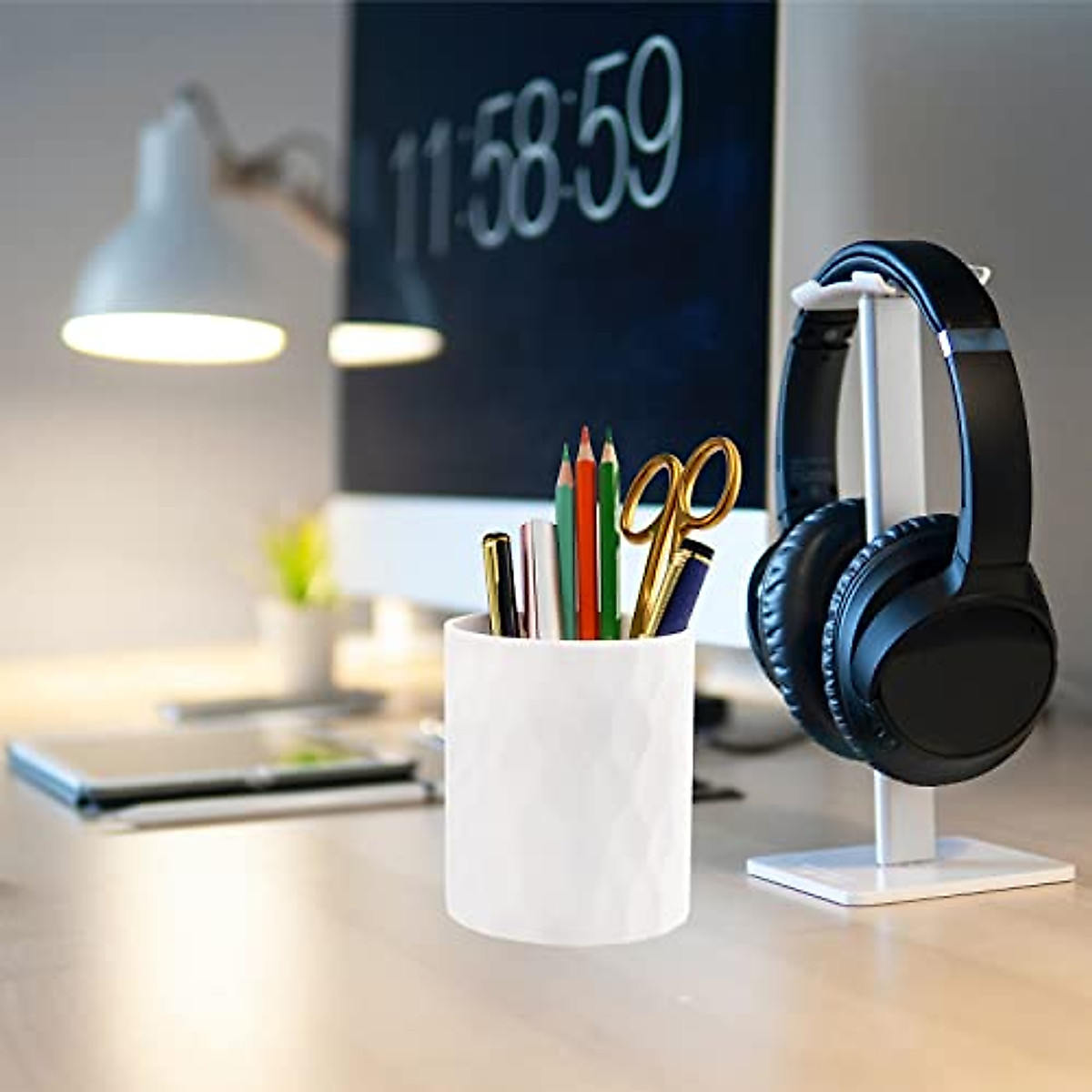 minimaliving Pen Holder,Nordic Style Silicone Waterproof Pencil Holder for Desk Simple&Modern Minimalist Makeup Organizer Multifunctional Office Supplies for Home,Kids and School (White)