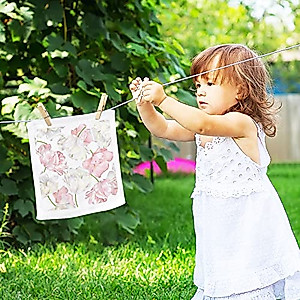 Kigai Pink Tulip Washcloths Set of 2 - 12 x 12 inch Pure Cotton Wash Cloth Highly Absorbent and Soft Fingertip Towels Face Cloths for Bath, Spa