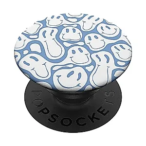 aesthetic trippy pastel liquid swirl dripping smile face PopSockets Standard PopGrip