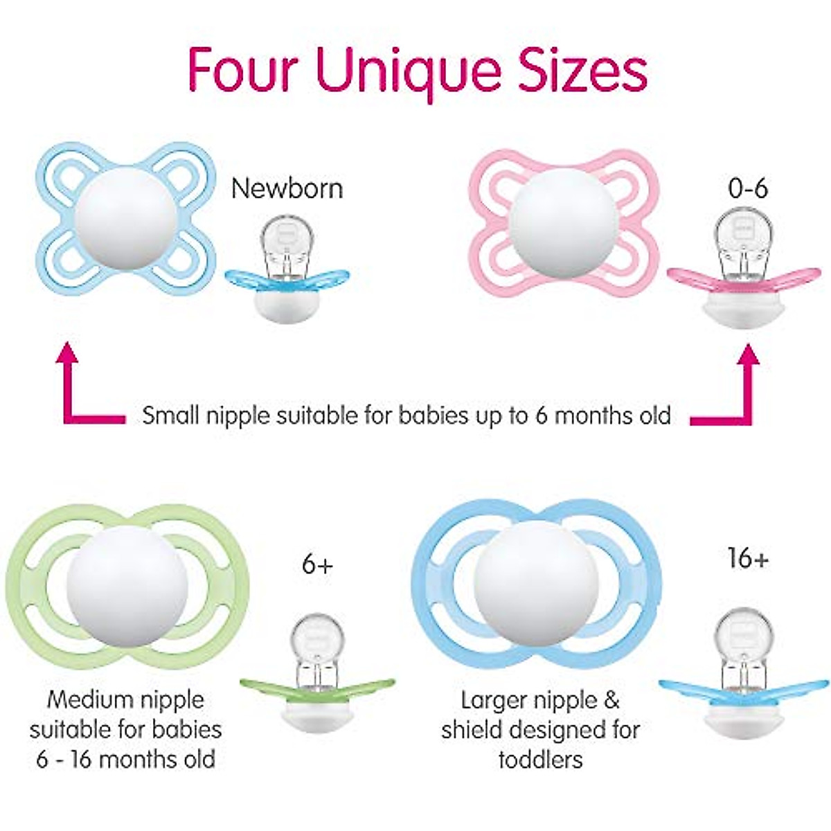 MAM Perfect Night Baby Pacifier, Patented Nipple, Glows in the Dark, 6-16 Months, Girl, 2 Count (Pack of 1)
