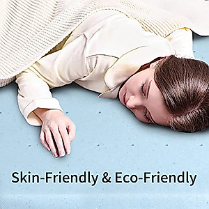 BLKMTY Twin Mattress Topper 3 Inch Ventilated Memory Foam Mattress Gel Memory Mattress Topper Breathable Soft Mattress in a Box, Blue