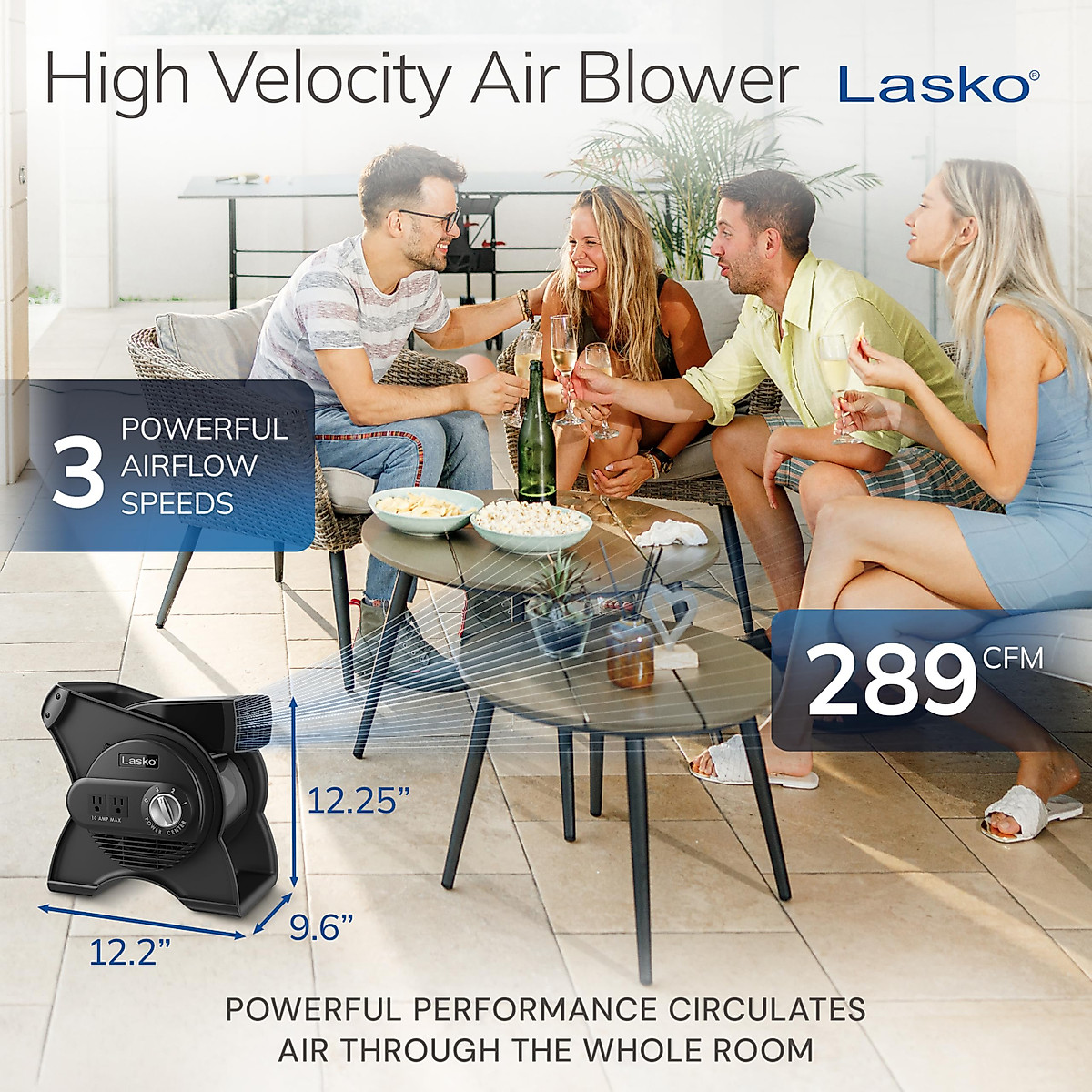 Lasko U12104 High Velocity Pro Pivoting Utility Fan for Cooling, Ventilating, Exhausting and Drying at Home, Job Site and Work Shop, Black 12104 12.2 x 9.6 x 12.3 inches