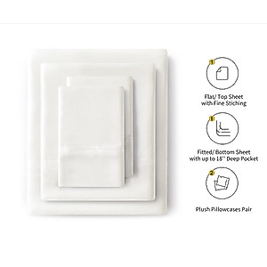 Lanest Housing Silk Satin Sheets, 4-Piece Queen Size Satin Bed Sheet Set with Deep Pockets, Cooling Soft and Hypoallergenic Satin Sheets Queen - Ivory