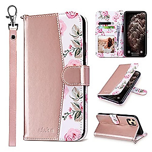 ULAK Compatible with iPhone 11 Pro Max Wallet Case for Women Girls, PU Leather Flip Cover with Card Holder Kickstand Shockproof Protective Purse Case for iPhone 11 Pro Max 6.5 Inch, Rose Gold