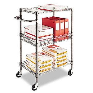 Alera 3-Tier Wire Rolling Cart, 3-Tier Wire Rolling Cart,28w x 16d x 39h, Black Anthracite