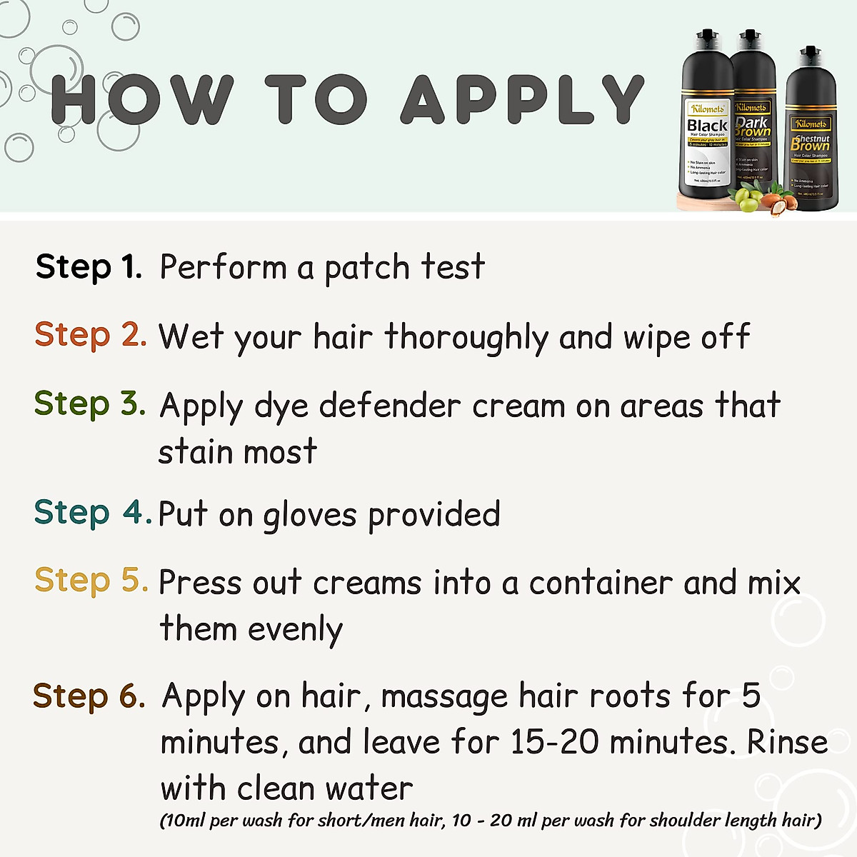 Kilomets BLACK Hair Dye Shampoo 400ml- 100% Grey Coverage in Minutes- Ammonia Free Hair Color Shampoo Cover Gray Silver Hair- Instant Darkening Coloring At Home- Gift for Mom Dad