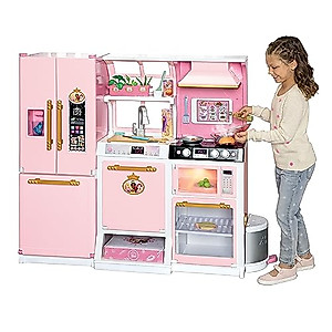 Disney Princess Style Collection Fresh Prep Gourmet Kitchen, Interactive Pretend Play Kitchen for Girls & Kids with Realistic Steam, Complete Meal Kit & 35+ Accessories
