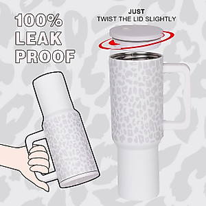 ZHIDENGWJ Stainless Steel Vacuum Insulated Tumbler with Lid and Straw for Water, Iced Tea or Coffee(White Leopard Print)