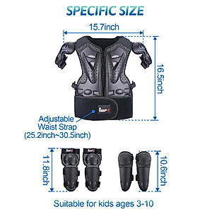 StarknightMT Kids Motorcycle Armor Suit Dirt Bike Gear Riding Protective Chest Spine Back Protector Shoulder Arm Elbow Knee Protector Pads for Cycling Skateboard,Skiing,Skating,Off-Road