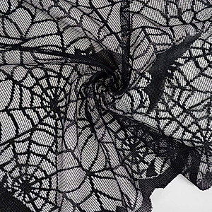 ibohr Halloween Tablecloth with Spiderweb & Bat Design Lace Rectangular Festival Table Cover Halloween Table Decorations for Parties & Gatherings, 100% Polyester, 60 X 84 Inch