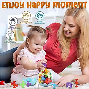 Suction Cup Toys 27 PCS Silicone Suction Bath Toys Travel Toys Window Toy for Kids Ages 3-8 Boys Girls Sensory Toys with Dinosaur Eggshell Storage