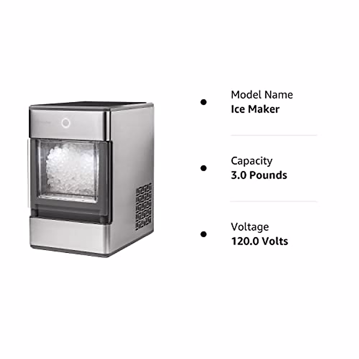 GE Profile Opal | Countertop Nugget Ice Maker | Portable Ice Machine Makes up to 24 lbs. of Ice Per Day | Stainless Steel Finish (Renewed)
