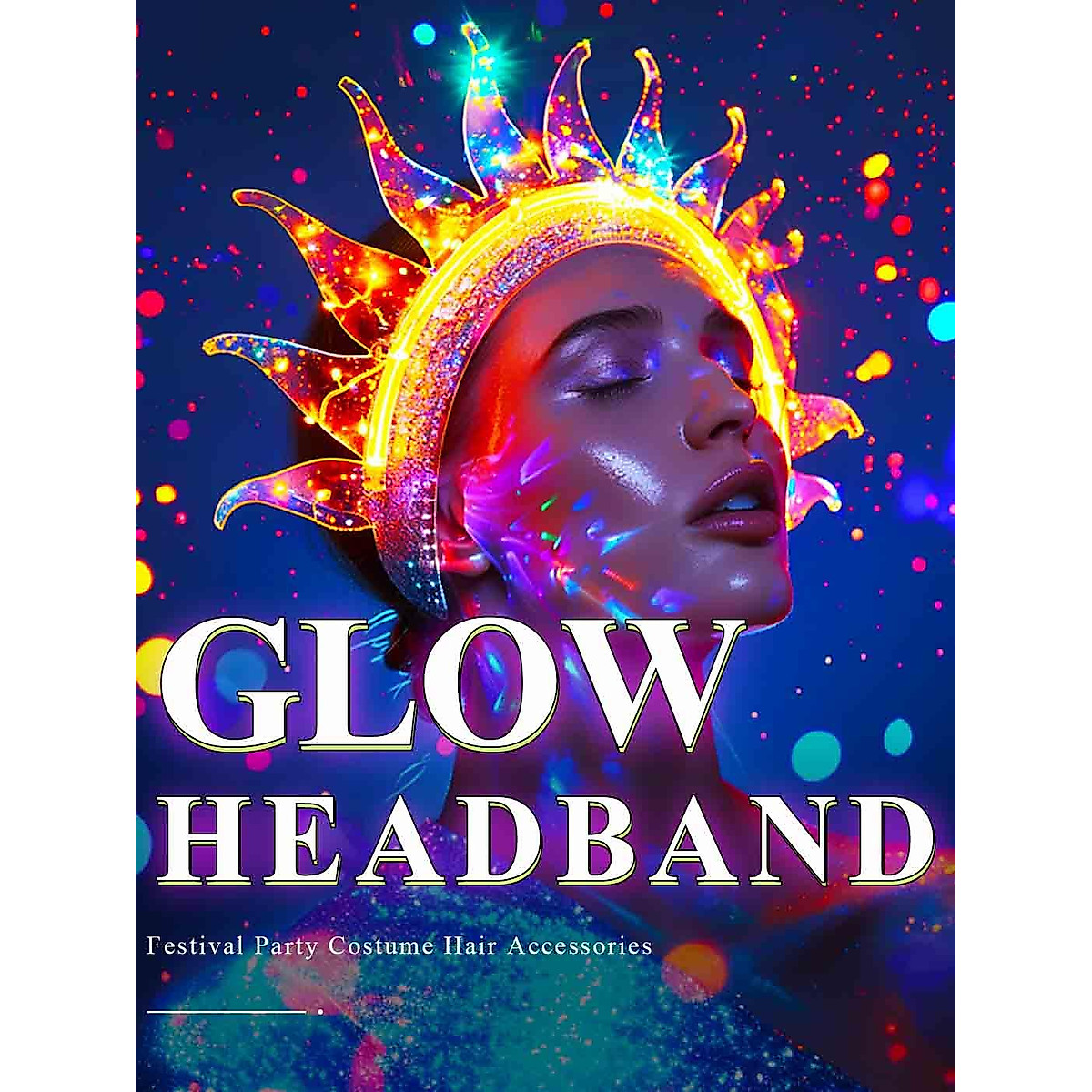 GENBREE Light Up Headband LED Glow Hair Band Rave Party Costume Crown Hair Accessories for Women